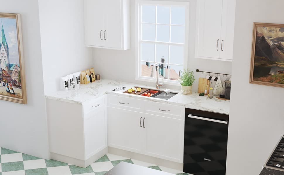 CELAENO 32-inch Undermount Kitchen Sink,Single Bowl Stainless Steel Kitchen Sink 18 Gauge,Workstation R0 Radius Handmade All in One Kitchen Sink with Ledge