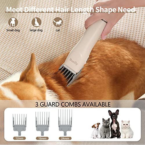 Bunfly Pet Clipper Grooming Kit & Vacuum Suction 99% Pet Hair, 7 Pet Grooming Tools, 3L Large Capacity Easy Clean Dust Cup for Pet Hair, Home Cleaning(Brown)
