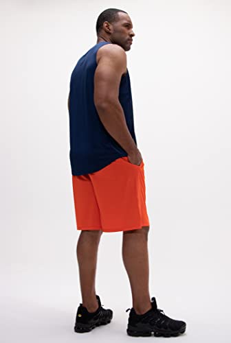 DEVOPS Men's 2-Pack Loose-Fit 10" Workout Gym Shorts with Pockets (Large, Black/Orange)