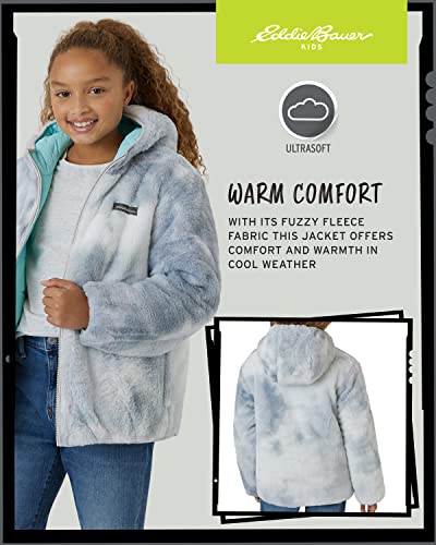 Eddie Bauer Girls' Reversible Jacket - Deer Harbor Waterproof Lightweight Puffer Coat with Faux Shearling Lining (5-20), Size 5/6, Aqua