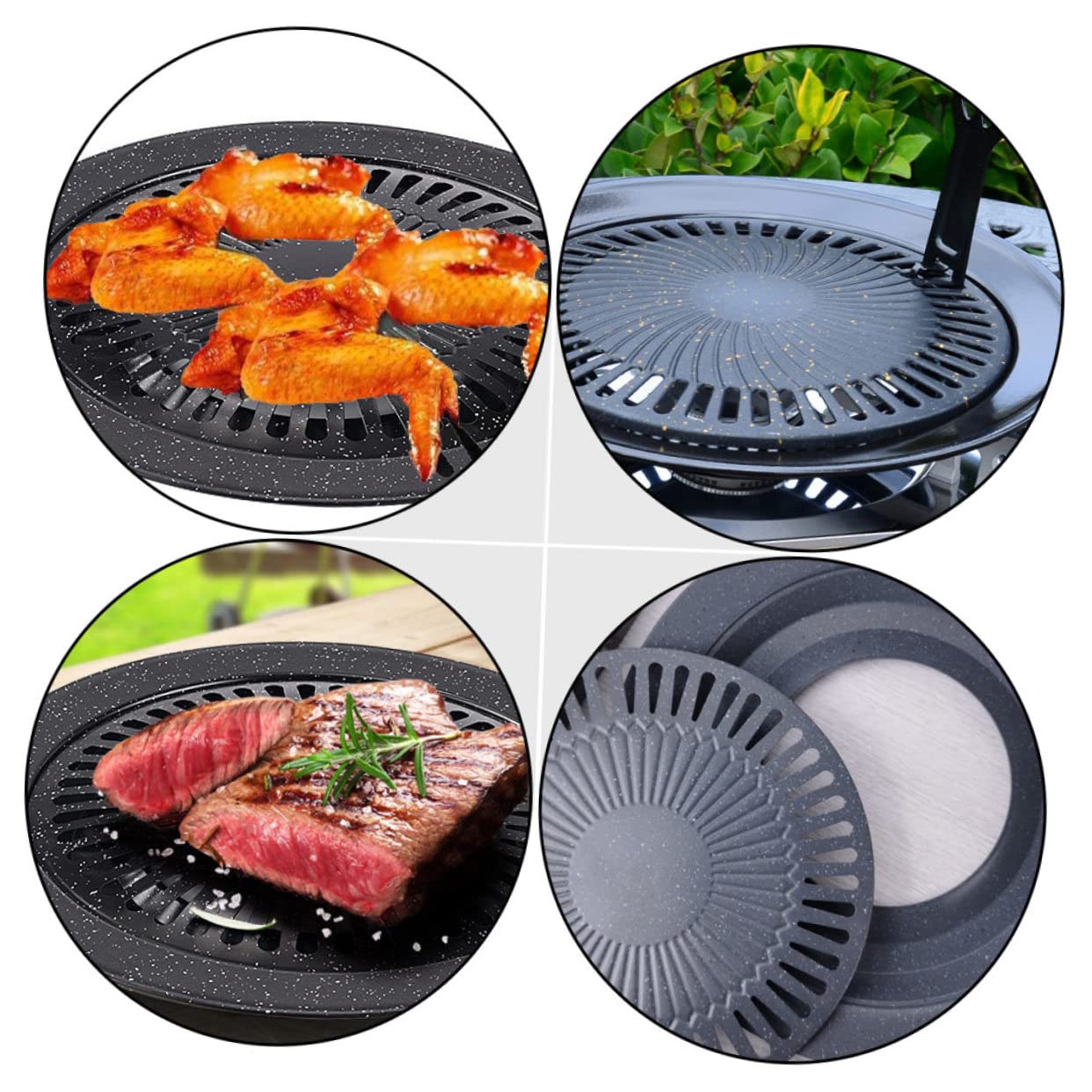LABRIMP Round Enamel Baking Tray and Frying Pan Creative Double Roasting Bakeware for Home Cooking Compatible with Air Fryers Ideal for Baking and Grilling