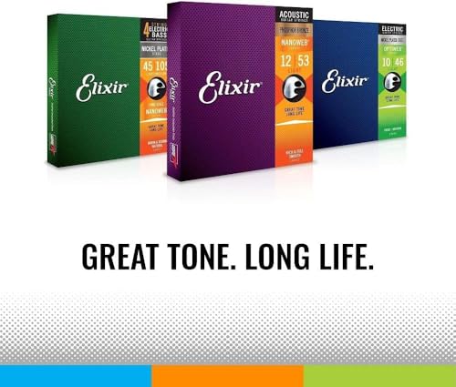 Elixir Strings, Electric Guitar Strings, Nickel Plated Steel with POLYWEB Coating, Longest-Lasting Warm Tone with Comfortable Feel, 6 String Set, Light 10-46