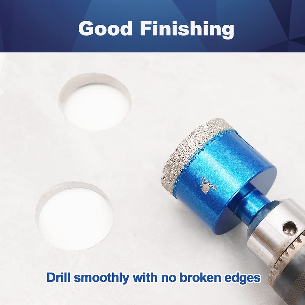 Dry Diamond Core Drill Bit Set,BRSCHNITT 2pcs 2 Inch (50mm) Diamond Hole Saw Core Drill Bit with Triangle Shank for Porcelain Tile Ceramic Stone Granite Marble