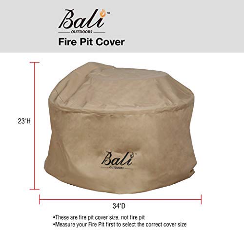 BALI OUTDOORS Round Fire Pit Covers Waterproof and Weather Resistant PVC Material, 33.07"D 21.26"H, Brown