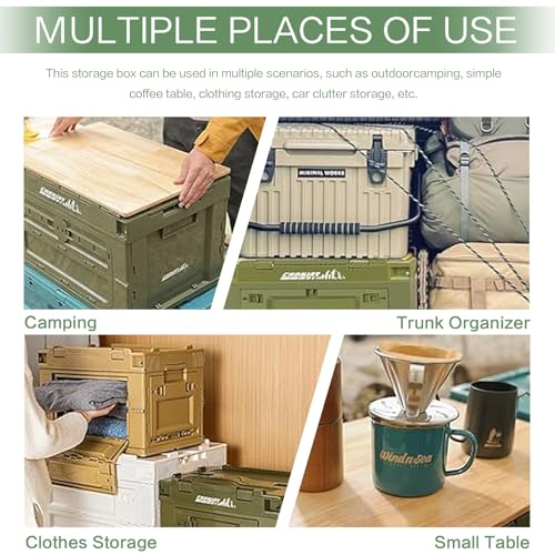 Chanjarhill Camping Folding Storage Organizer Box with Table Top, Multi-functional Collapsible Bin for Camping Home Car RV Storage and Organization