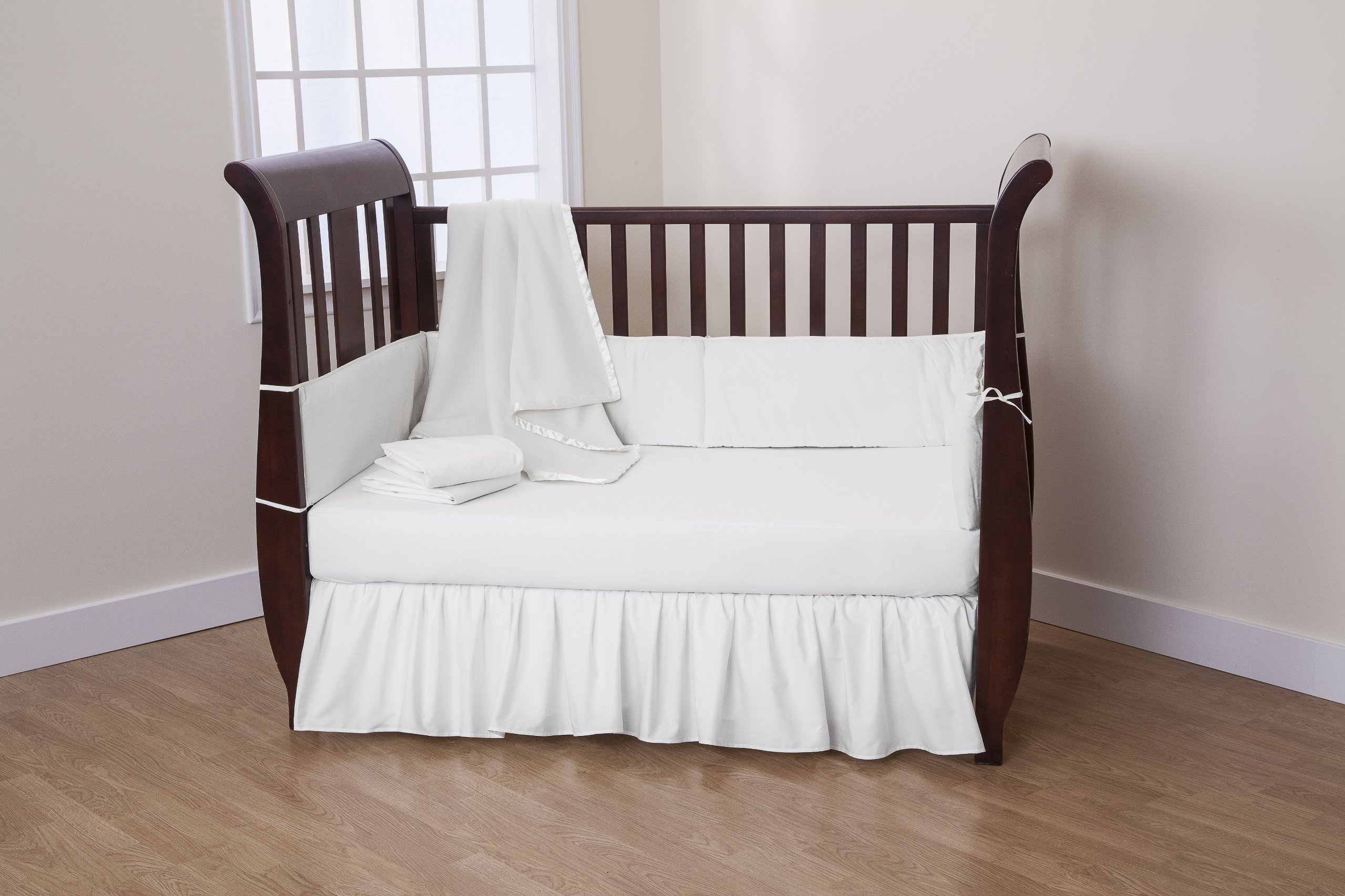 TL Care 100% Natural Cotton Percale Crib Bed Skirt, Ecru, Soft Breathable, for Boys and Girls