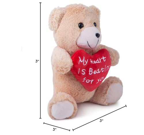 GSUIVER 10" Valentine's Day Valentines Gift for Children Kids, Girlfriend, Boyfriend, Plush Stuffed Animal (Heart Beating for You)