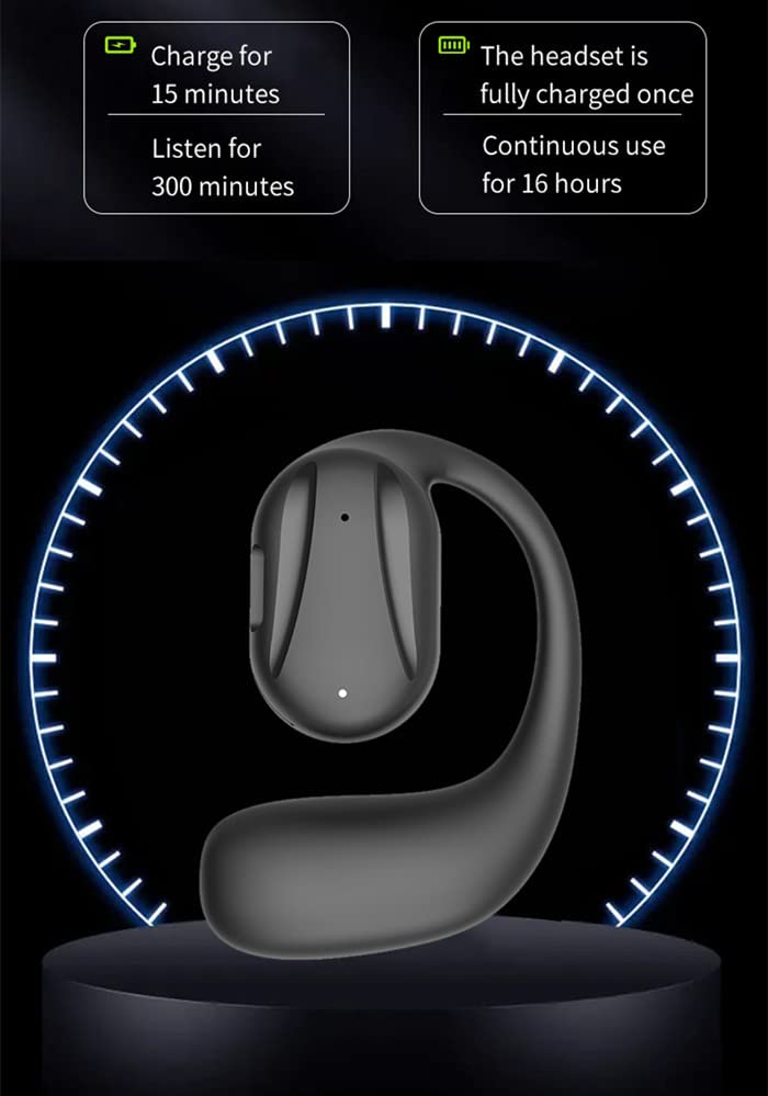 BQXX Open Ear Bluetooth Headphone Single on Ear Bluetooth Headset Wireless Earpiece with earhook Sport Business Earphone Up to 15 Hours Talk Time Left Earphone