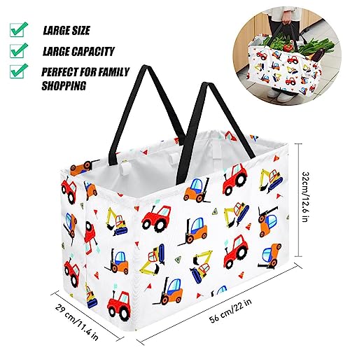 Cartoon Vehicle Full Print Large Capacity Laundry Organizer Tote Bag - Reusable and Foldable Oxford Cloth Shopping Bags
