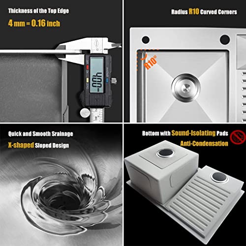 Bathroom Sinks Laundry Pool Balcony Household Stainless Steel Laundry Sink Wash Basin With Washboard Easy To Clean Double Sink Laundry Pool Gift ( Color : B , Size : 60*48*22cm )