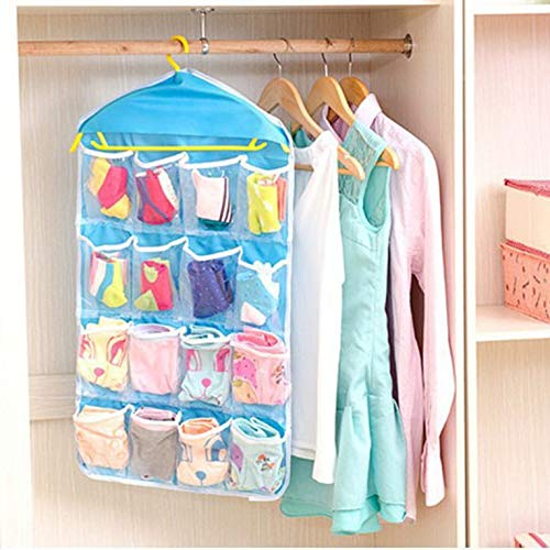 Guerast 16 Pockets Foldable Wardrobe Hanging Bags Socks Briefs Organizer Clothing Hanger Closet Shoes Underpants Storage Bag
