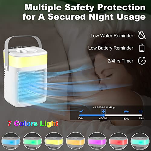 Chill2.0 Mini Air Conditioner with 700ML, Portable Air Conditioner, Evaporative Air Cooler, 3 Speeds Personal Space Cooler Humidifier, Small Portable AC Desk Spray Fan for Home Office Room