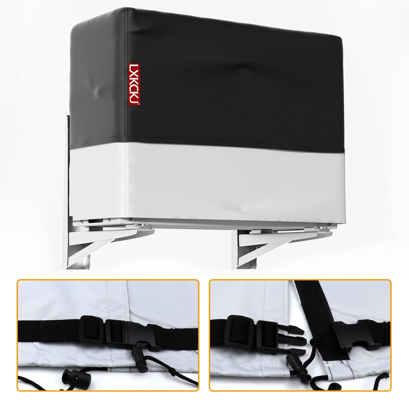 LXKCKJ Air Conditioner Cover for Outside Units - 420D Waterproof Air Conditioner Protection Covers for Window Unit - Winter AC Covers Fits AC Condensing HVAC Unit (Black & Silver 40''L X16''W X30''H)