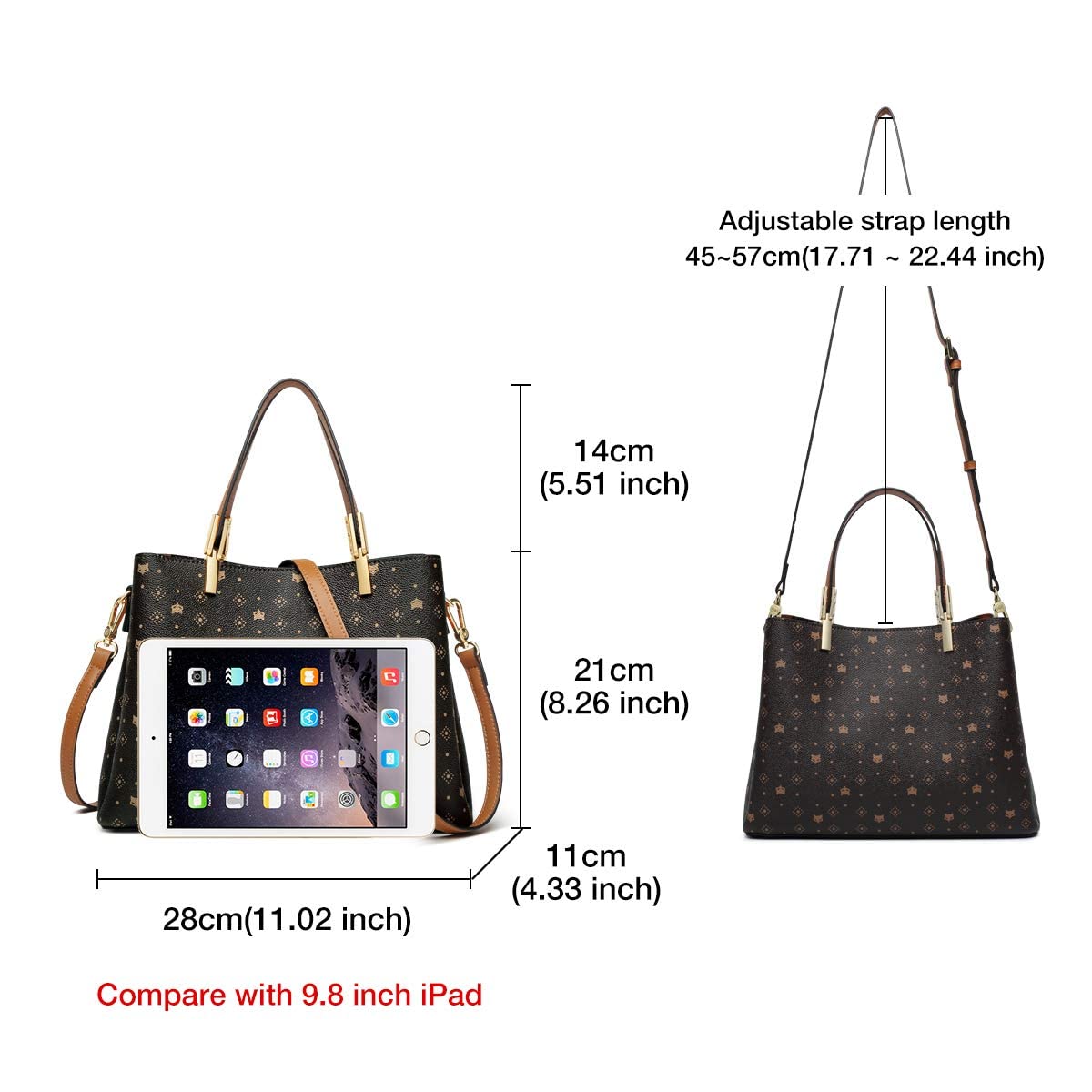 iFOXER PVC Leather Handbags for Women Top-handle Bags (brown)