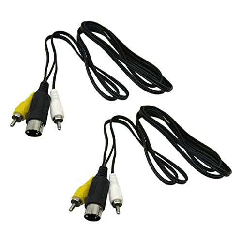 GRABOTE Pack of 2 6FT RCA TV AV Audio Video Cord Cable fit for Sega Genesis 1 & Sega Master System