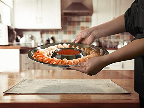 Chip and Dip Serving Bowl, Elegant Serving Dish - Great for Chips, Dips, Appetizer, Fruit Bowl, Salad and Snack β Stainless Steel Chips and Dip Plate