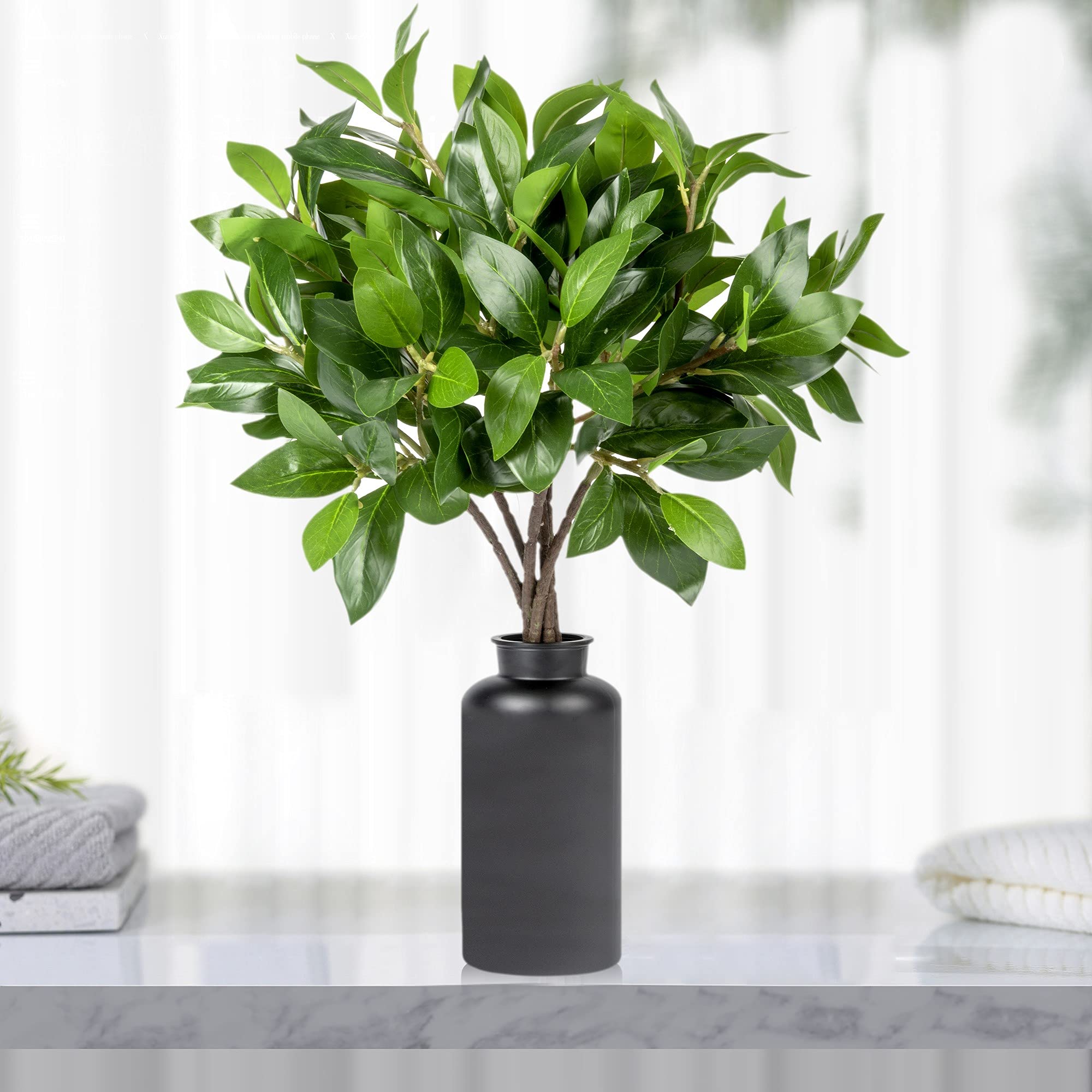 Grand Verde Greenery Branches 21” Tree Stems Artificial Plants Green Leaves Faux Bush, 6pcs Set