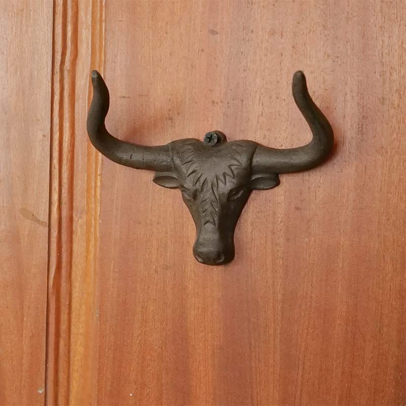 Coat Hooks Wall Mounted,JfwuHap 1 Piece Wall Hangers Iron Hook Bull Head Hook Animal Shaped Coat Hat Hooks Metal Wall Hooks Hangers Wall Hooks , Wall Hooks for Hanging Clothes Backpack Coats
