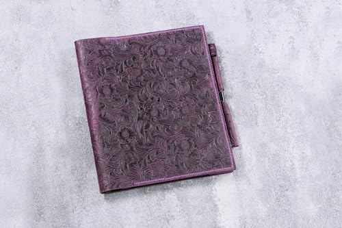 Black Purple tooled embossing leather remarkable 2 case with pen holder, reMarkable 2 folio organizer cover, N05-LRMBPU