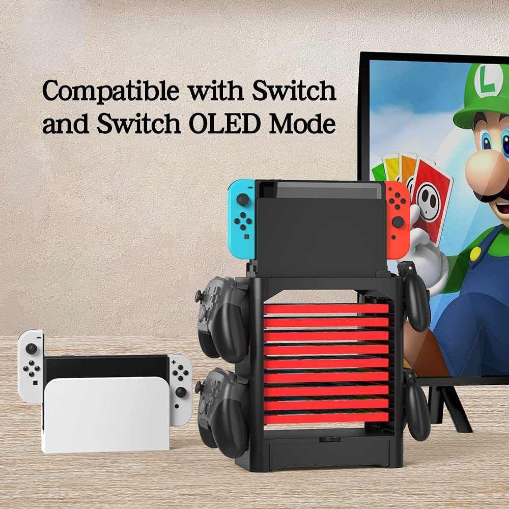 Finera Game Storage Tower for Nintendo Switch - Multifunctional Storage Bracket Disk Tower Game Card, Box Storage Stand Holder Bracket for Switch