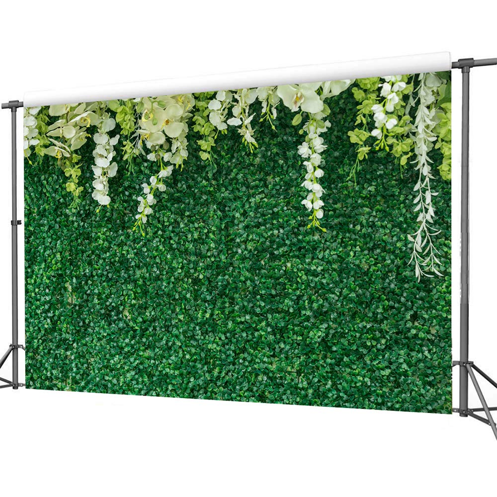 CHAIYA 8X6FT Greenery Backdrop with Flowers Green Leaf White Flower Photo Backdrops Bridal Shower Backdrop for Wedding Backdrops Reception Ceremony Birthday Party Decoration CY273