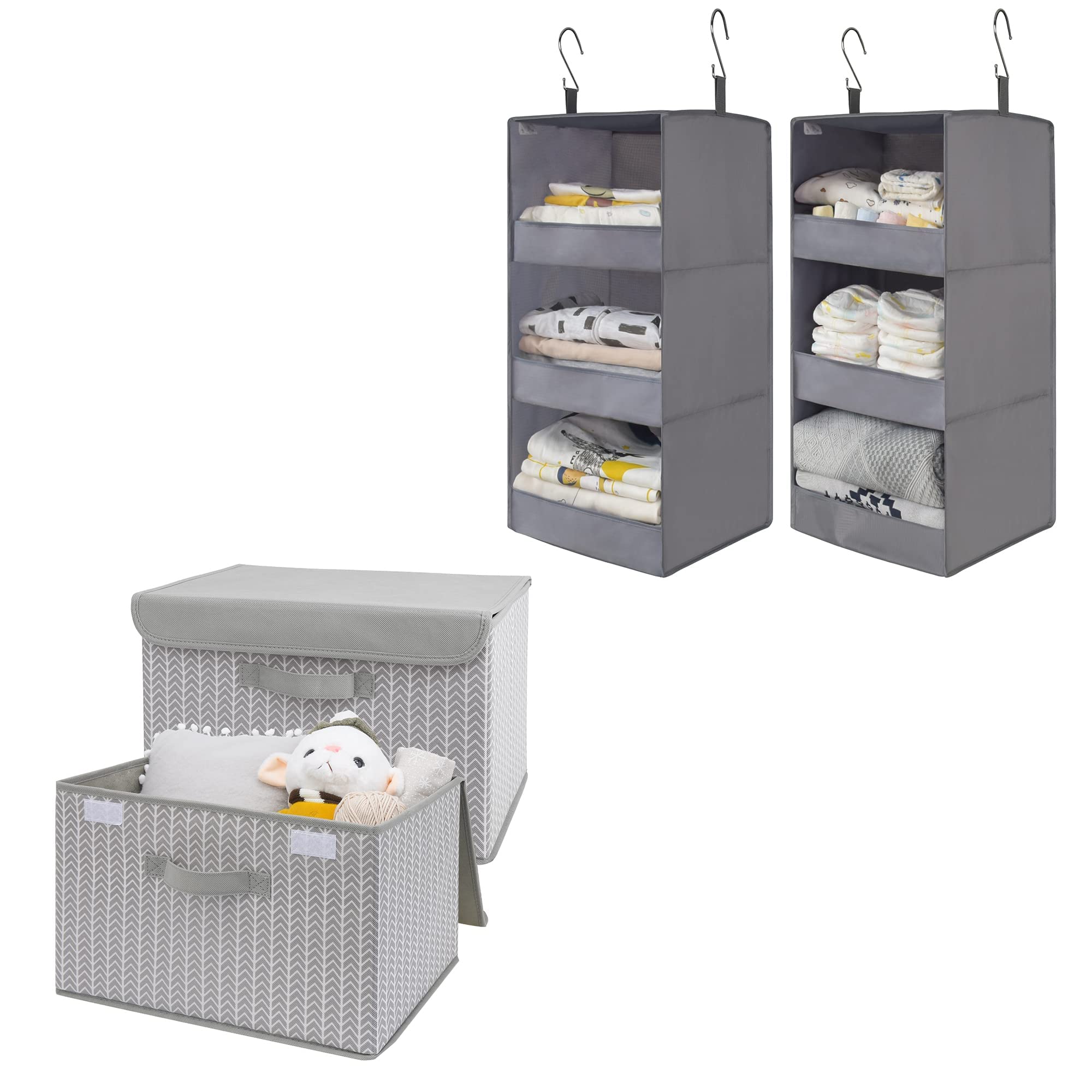 GRANNY SAYS Bundle of 2-Pack Hanging Organizer for Closet & 2-Pack Closet Storage Bins