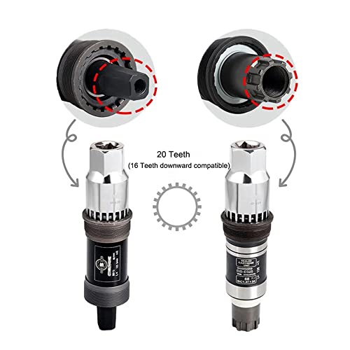 Bike Bottom Bracket Tool Bicycle Bottom Bracket Remover 20 Teeth Square Hole Spline Repair Wrench Mountain Road Bike Spanner Wheel Puller Removal Tools Bicycle Bottom Bracket Removal Tool