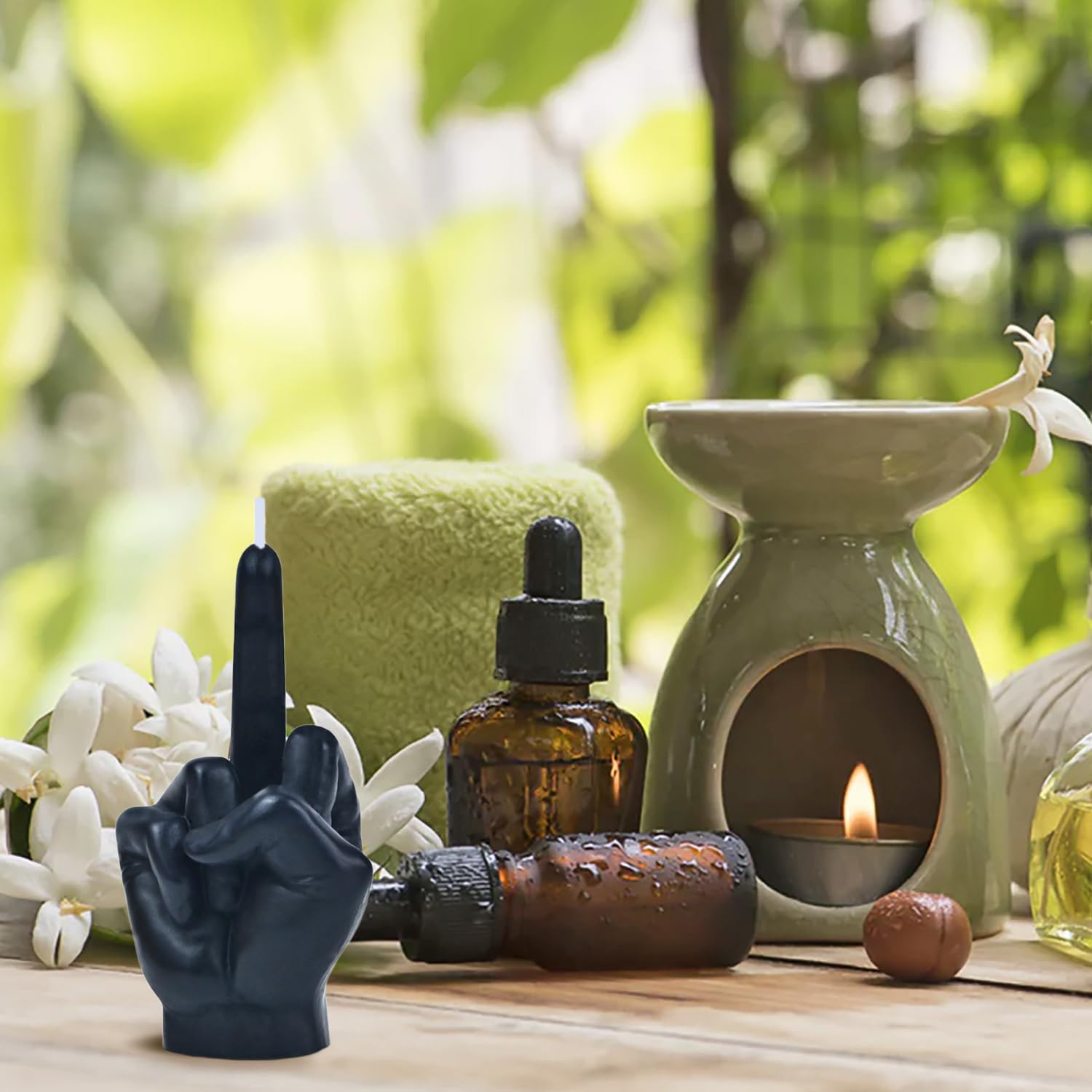 Middle Finger Scented Candle Jasmine Aromatherapy Candles Christmas Finger Decor Hand Gesture Statue Fragrance Middle Finger Candle Long Lasting Scented Candle Gift for Black Bedroom Home Room Decor