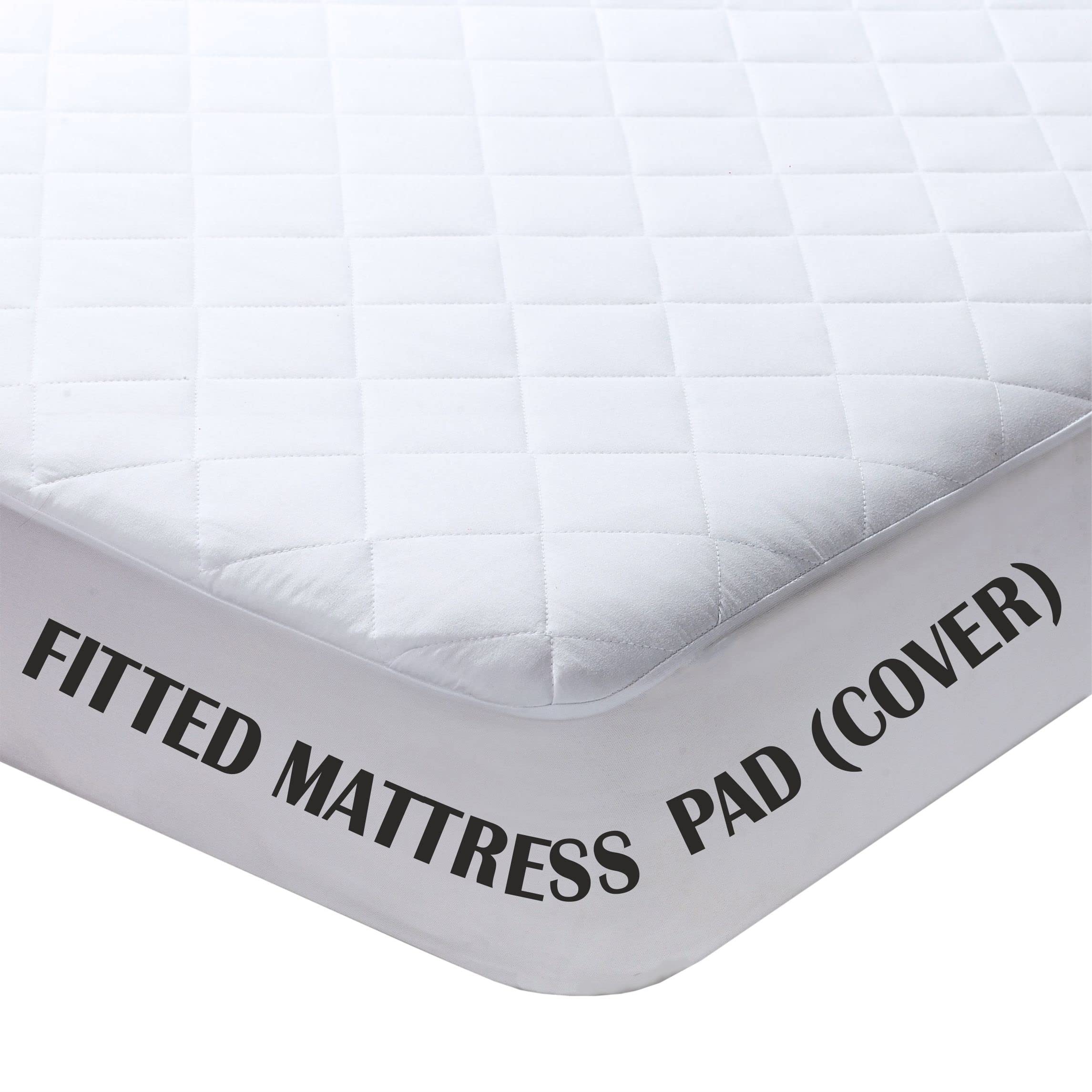 Full Mattress Pad Cover Fitted - Full Bed Mattress Cover Size 54x75 inches Stretches to 16 Deep Pocket- Fitted Quilted Sheet for Full Mattress, White