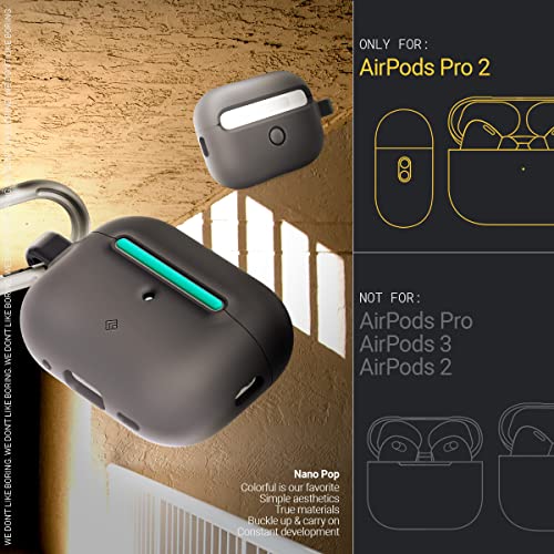 Caseology Nano Pop for Airpods Pro 2 Case [Keychain Carabiner Included] Designed for Airpods Pro 2nd Generation (2022) - Prune Charcoal