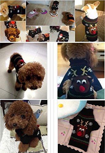 BOBIBI Dog Sweater for Christmas Cartoon Reindeer Pet Cat Winter Knitwear Warm Clothes