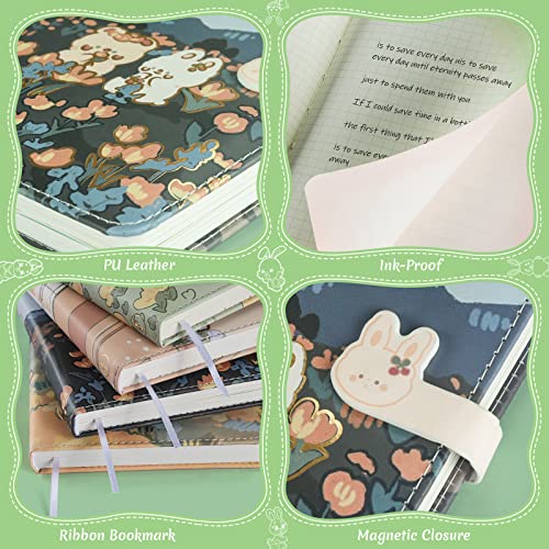Cute Notebook, Colorful Blank Journal for Women, Leather Journals for Writing, Hardcover Kawaii Notebooks Beautiful Dairy with Magnetic Closure for Girl, Kids Gift 192pages(Garden)