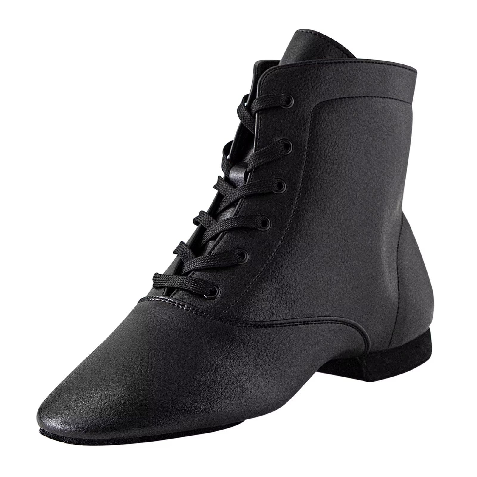 ARCLIBER Jazz Dance Boots for Women and Men's Lace Up Jazz Dance Shoes PU Leather, Black-9.5US