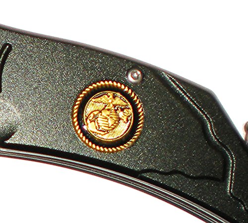 Black Handle Camo Blade KILL'EM ALL LET GOD SORT'EM OUT U.S. MARINES SPRING ASSISTED RESCUE POCKET KNIFE WITH GLASS BREAKER