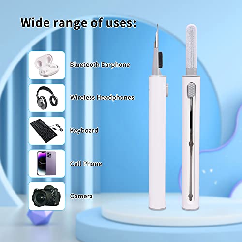 Cleaner Kit for Airpods Pro 1 2 3 Multi-Function Cleaning Pen, 3 in 1 Multifunctional Cleaning Pen for Wireless Earphone, Bluetooth Headphone, Earphone Case, Keyboard, Camera (White)
