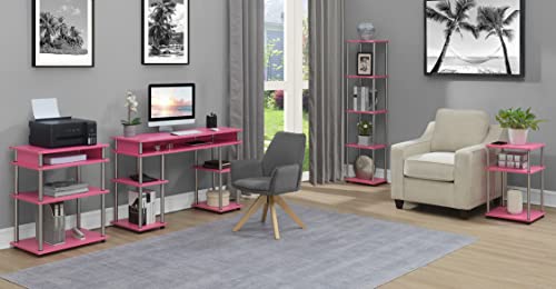 Convenience Concepts Designs2Go Tools Shelves 23.75"-Contemporary Modern Storage Printer Stand for Office Organization, Pink/Chrome