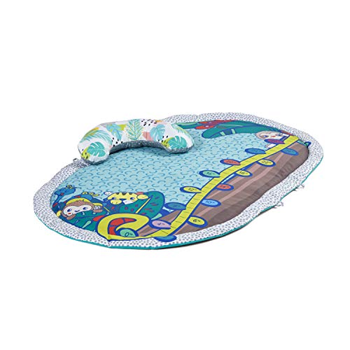 Infantino 3-in-1 Deluxe Magic Arch Sensory Development Gym - 3 Ways to Play with Dual-Sided Magical Arch for Captivating Overhead Visuals Plus Tummy-Time Bolster & Mat with Growth Chart, Teal