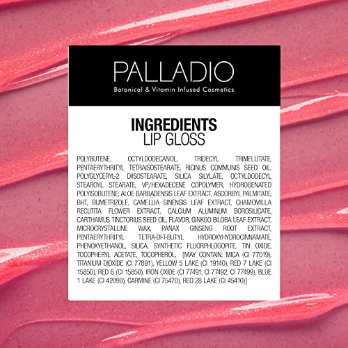 Palladio Lip Gloss, Non-Sticky Lip Gloss, Contains Vitamin E and Aloe, Offers Intense Color and Moisturization, Minimizes Lip Wrinkles, Softens Lips with Beautiful Shiny Finish, Champagne