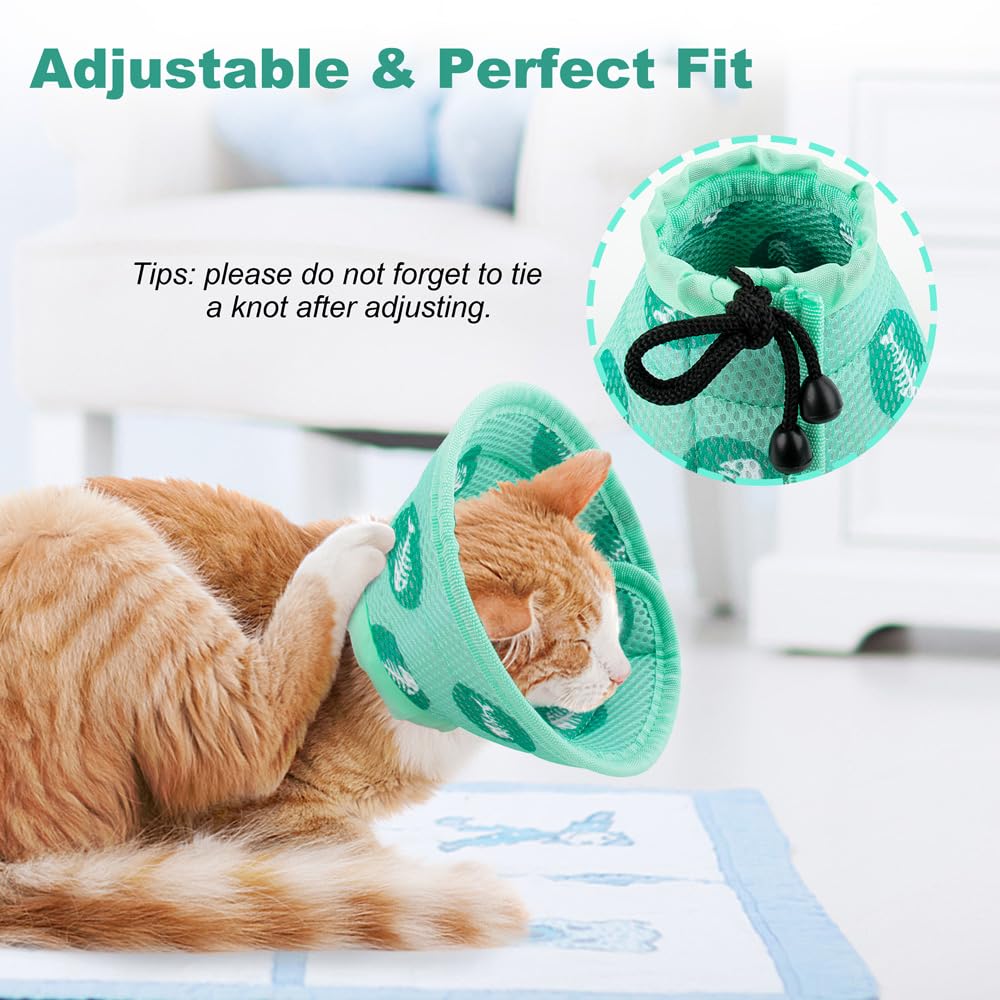 Cat Recovery Cone Collar Cat Cone Adjustable Soft After Surgery| Stop Licking| Daily Use Water Resistant Neck Elizabethan Collar for Cats Kittens Prevent from Licking Wounds, Not Block Vision