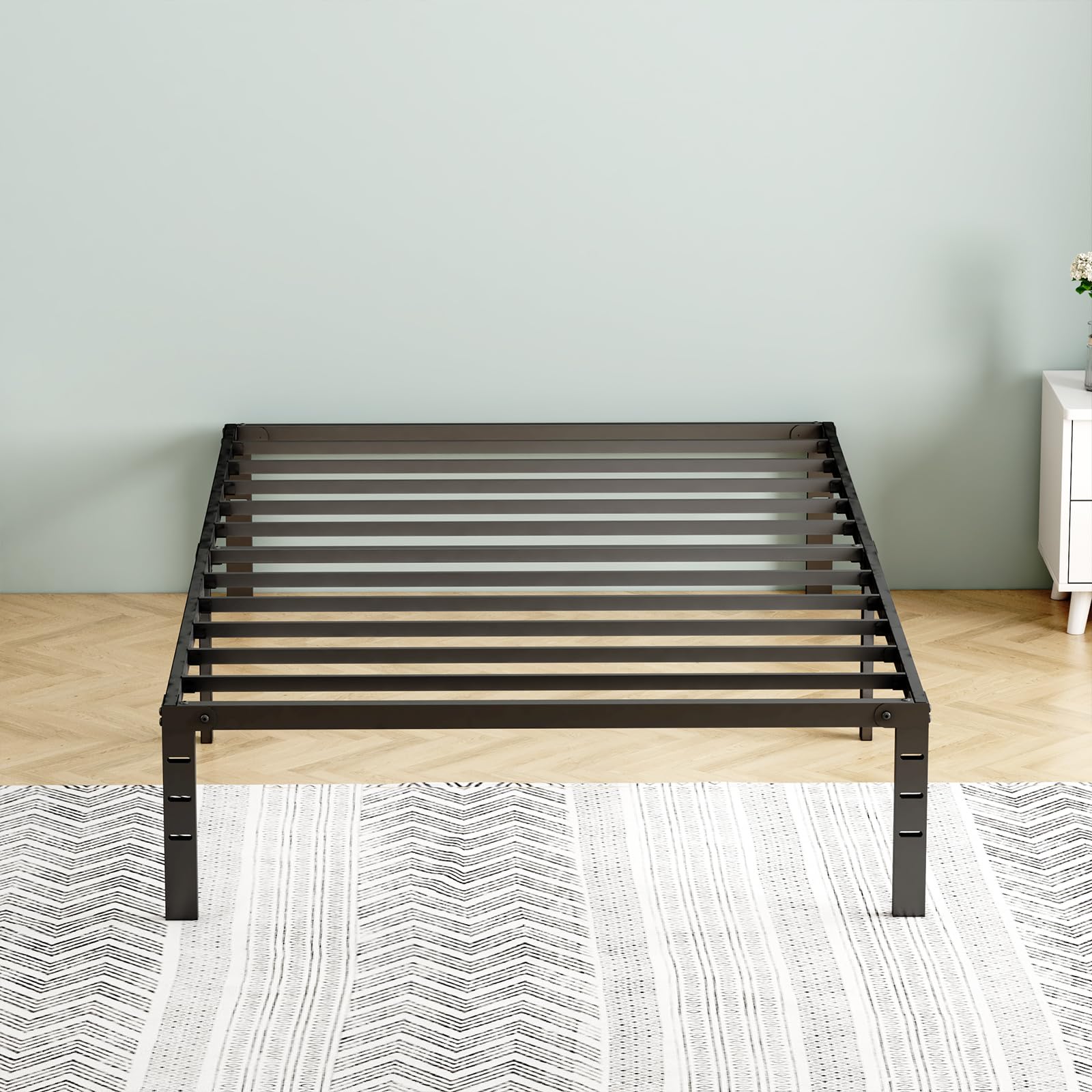 GPDD 14 Inch Twin Size Metal Platform Bed Frame, Heavy Duty Twin Platform Bed Frame No Box Spring Needed, Easy Assembly, Noise-Free, Black