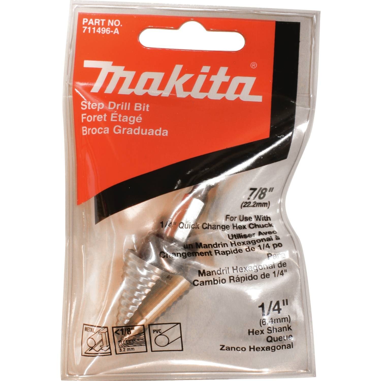 Makita 711496-A High Speed Steel Step Drill Bit, 7/8-Inch