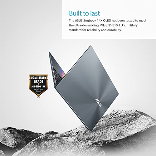 ASUS ZenBook 14X OLED Laptop, 14” WQXGA+ 16:10 Touch Display, Intel Core i7-1165G7 CPU, NVIDIA GeForce MX450, 16GB RAM, 512GB SSD, Windows 11 Pro, Pine Grey, UX5400EG-XB73T
