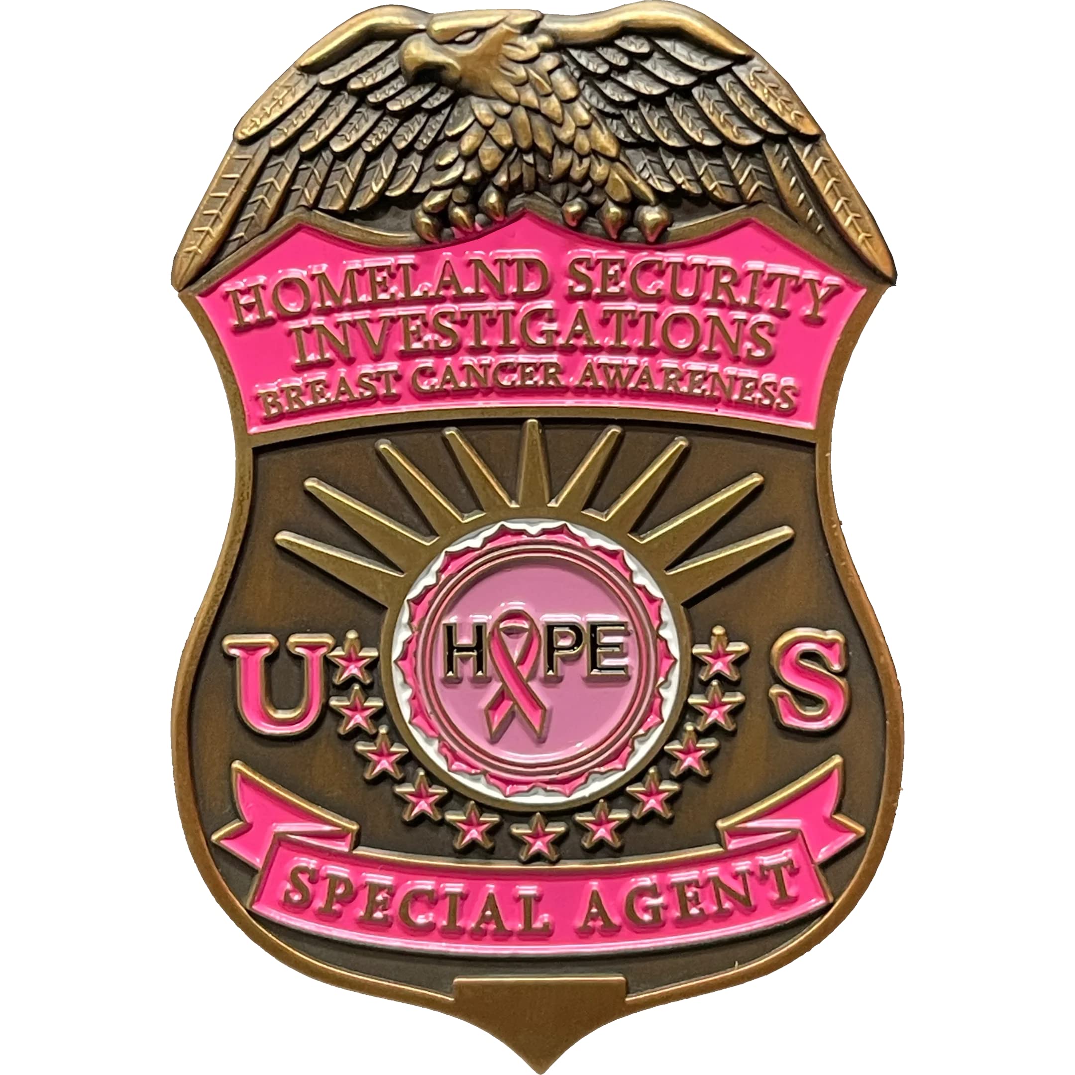 BL2-010A Thin Pink Line HSI Special Agent Breast Cancer Awareness Month Challenge Coin.