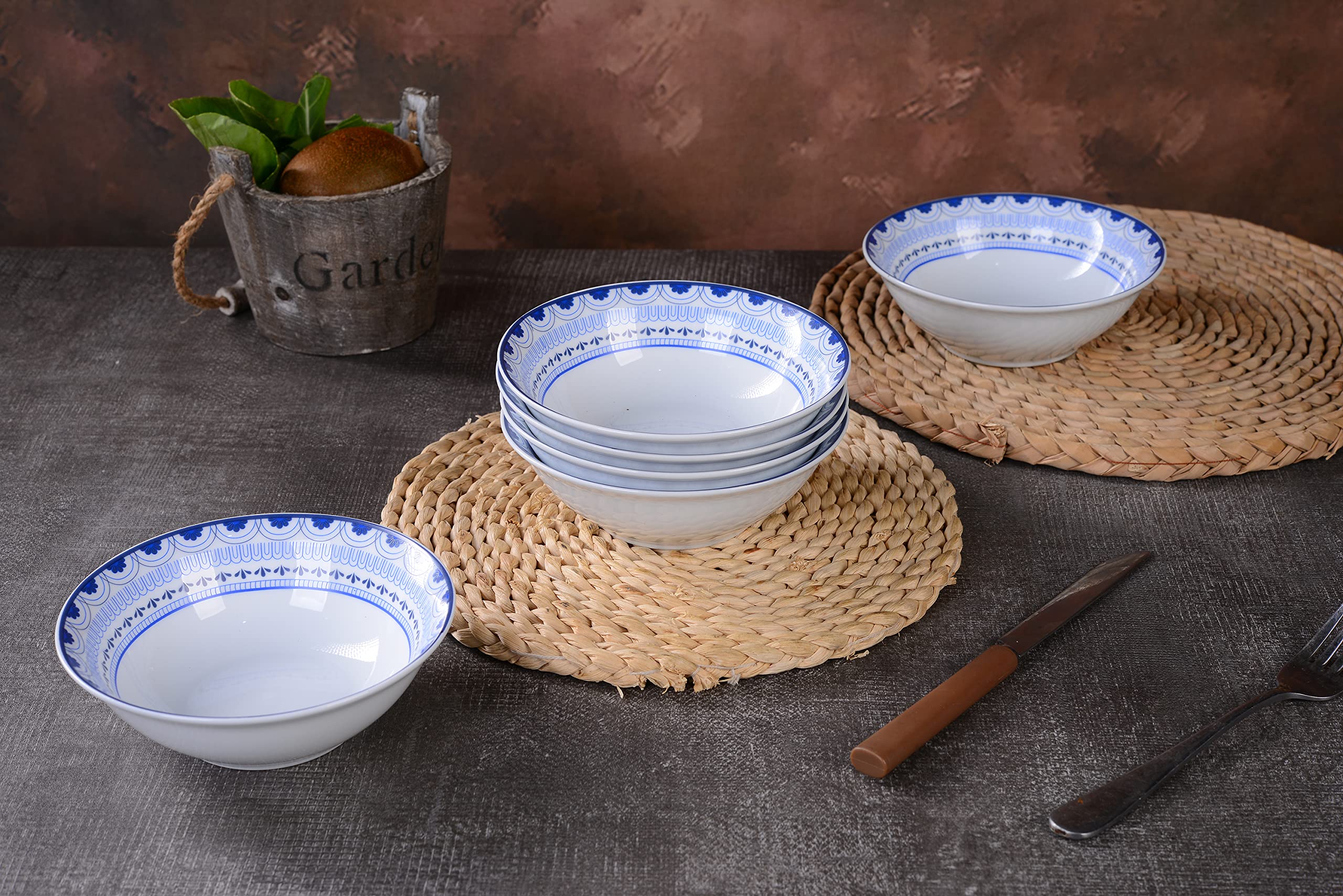 Braque Ceramic Bowls For Kitchen, 13oz- Set of 6 Porcelain Bowl- For Cereal, Salad, Pasta, Soup, Dessert, Serving-Dishwasher, Microwave & Oven Safe, Chip Resistant-For Breakfast, Lunch & Dinner-Orchid