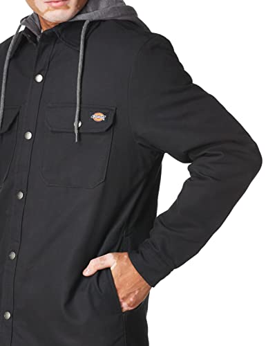 Dickies mens Fleece Hooded Duck Shirt Jacket With Hydroshield Work Utility Outerwear, Black, XX-Large US