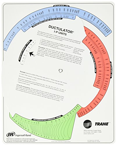 Trane TD1 Ductulator with Sleeve, Duct Sizing Calculator