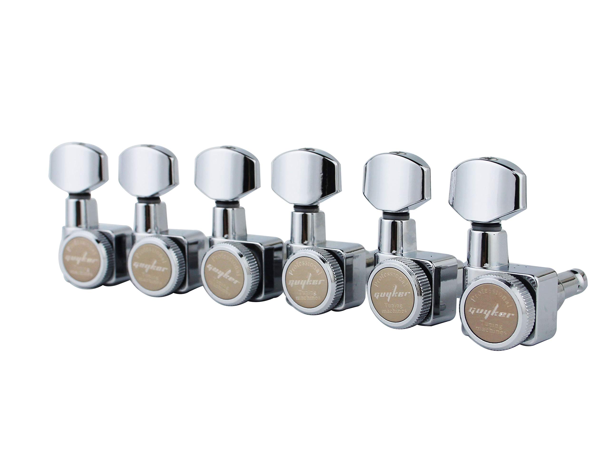 Guyker 6 In-line Guitar Locking Tuners β 1:18 Locking Tuning Key Pegs Tuners β Chrome