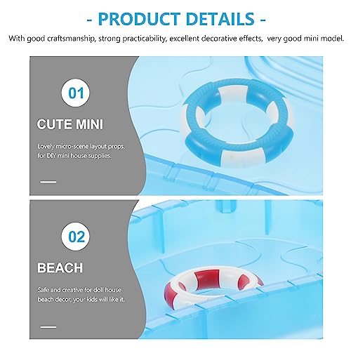 Ciieeo 5 Pieces Miniature Dollhouse Beach Accessories Beach Dollhouse Decoration Set with Umbrella Chair Swimming Ring Swimming Pool
