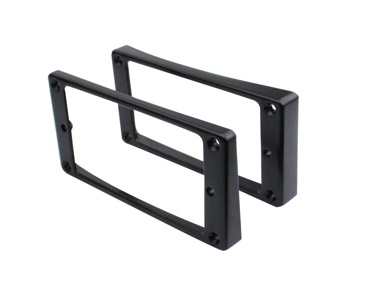 Guyker Curved Bottom Metal Humbucker Pickup Mounting Ring Set - Bridge and Neck Pickups Cover Frame Replacement Compatible with Les Paul LP Style Electric Guitar or Precision Bass(2PCS, Black)