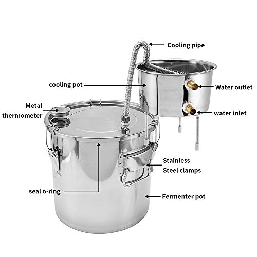 BEAMNOVA 22L 5.81 Gal Oil Still Kit, Stainless Steel Home Build-in Thermometerā¦